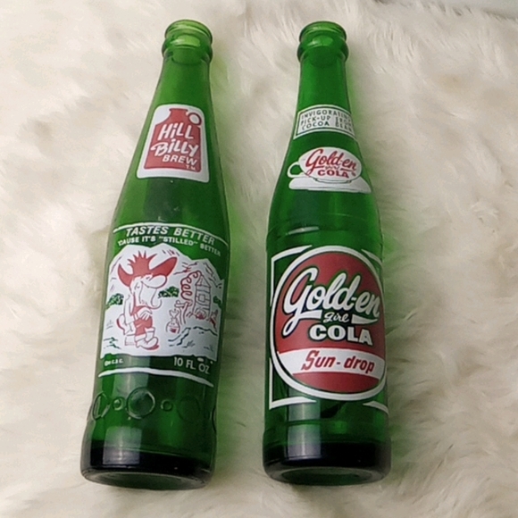 sun drop | Dining | Two Vintage Soda Bottles Sun Drop Hillbilly Brew ...